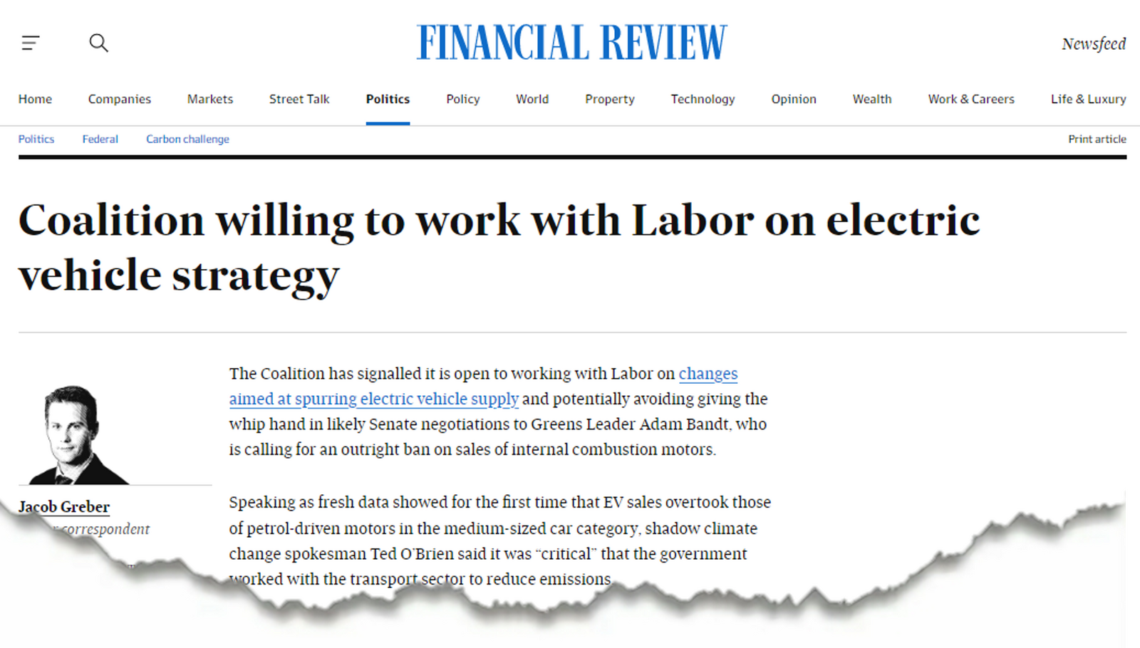 A PRINCIPLED APPROACH TO ELECTRIC VEHICLE UPTAKE - Ted O'Brien