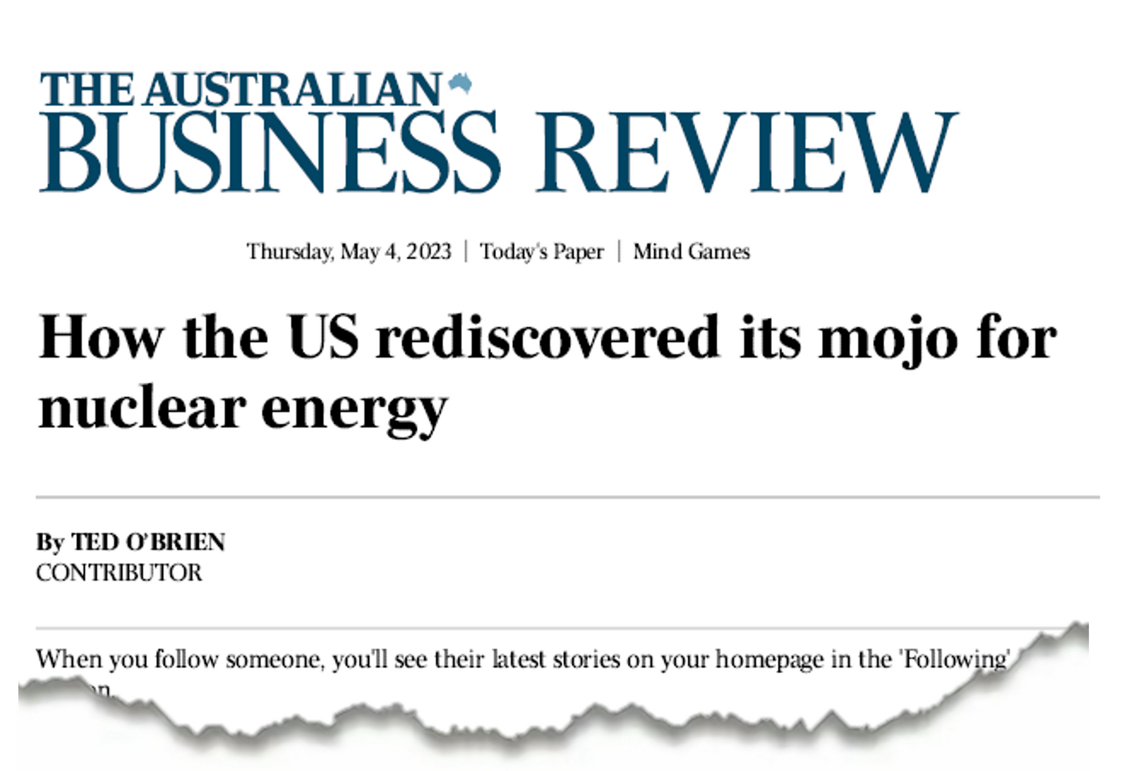 OpEd - How the US Rediscovered its Mojo for Nuclear Energy - Ted O'Brien