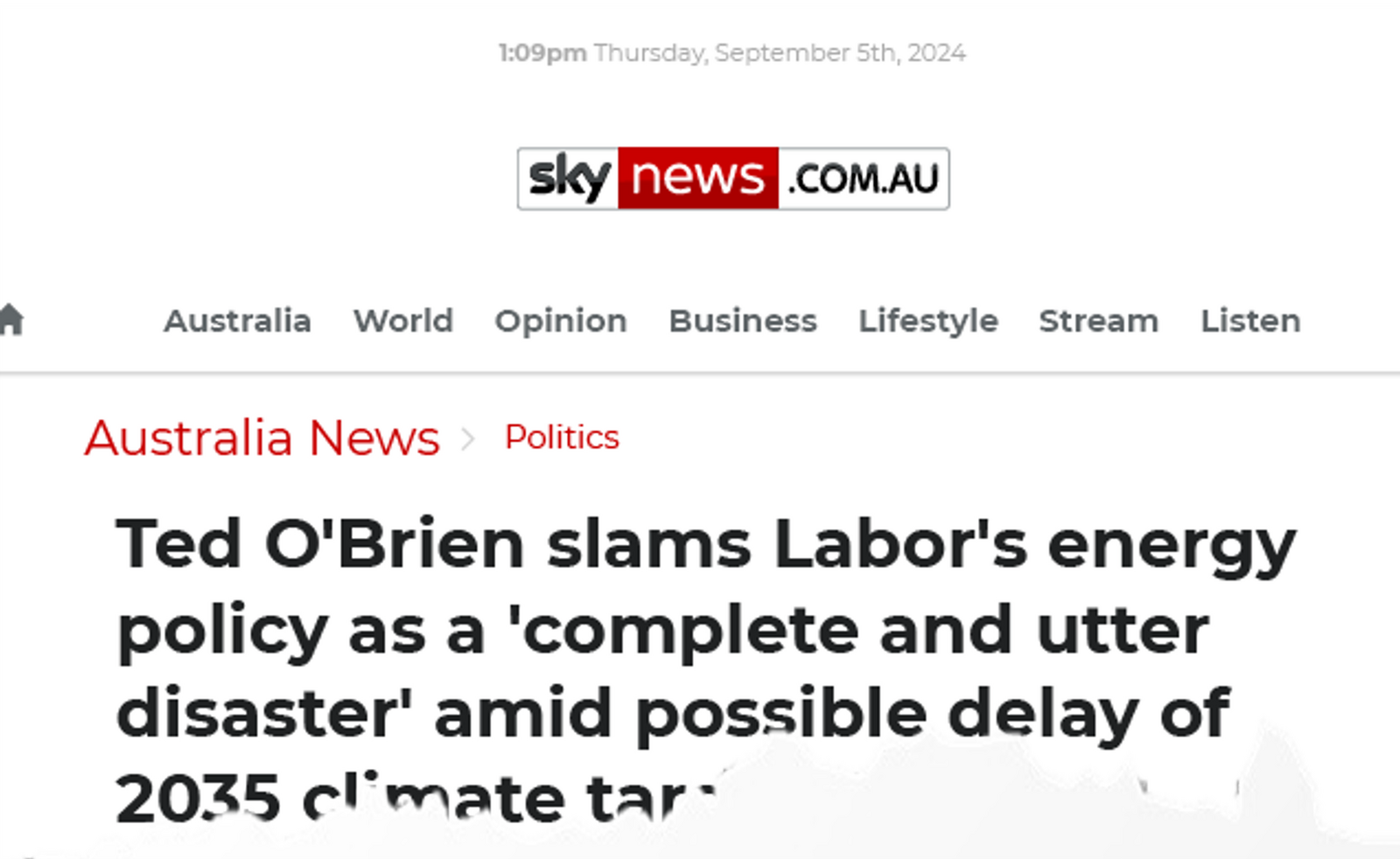 Article: Ted O’Brien Slams Labor’s Energy Policy as a ‘Complete and ...